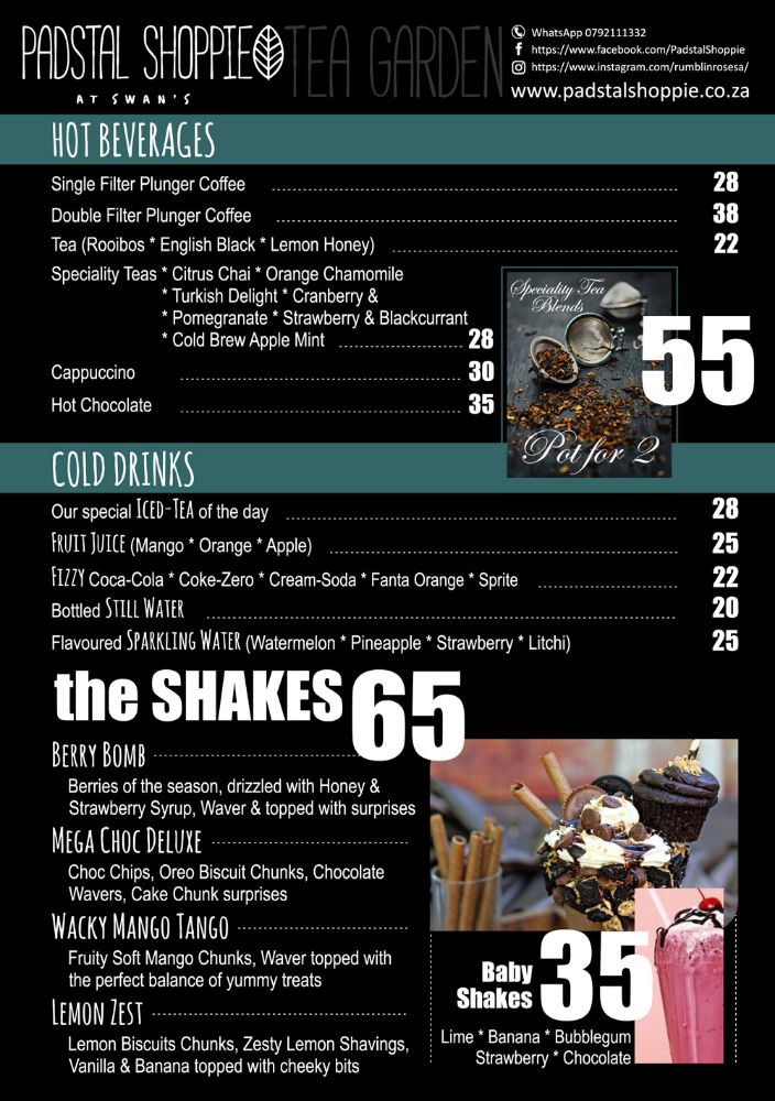Padstal Shoppie. PadstalShoppie Drinks & Sweet Menu